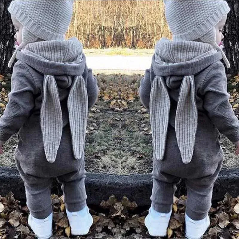 Baby Rabbit Rompers for Baby Girls Autumn Winter Infant Hooded Jumpsuit ...
