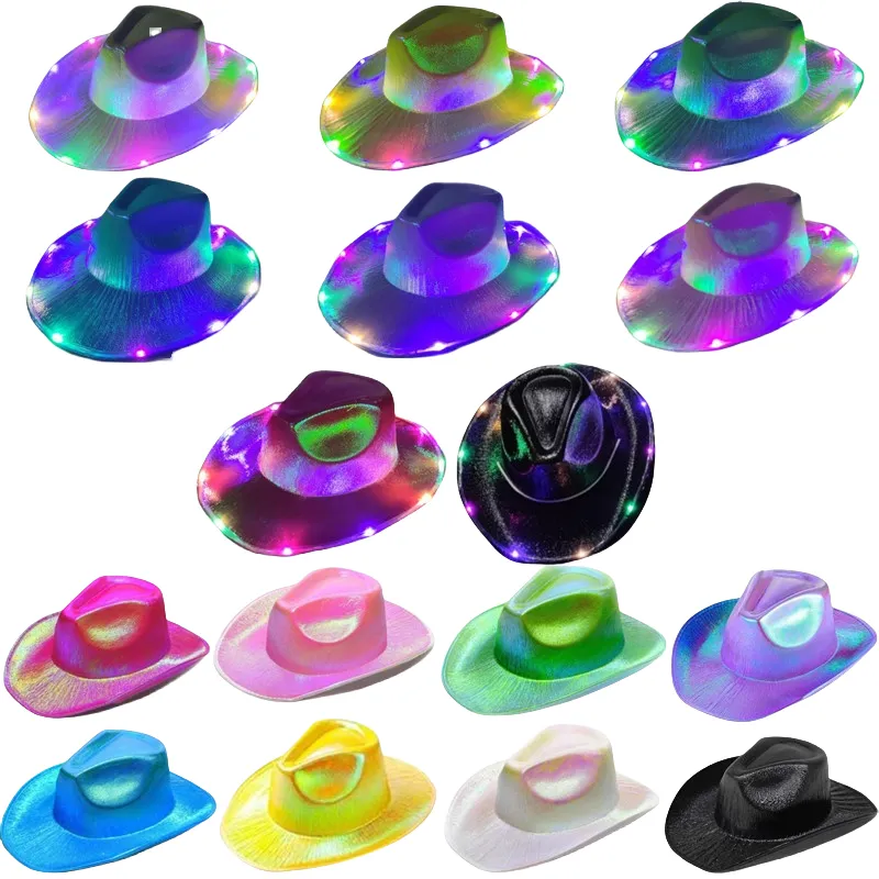 LED Colorful Light Up Cowboy Hats Neon Fluorescent... From Topshenzhen ...