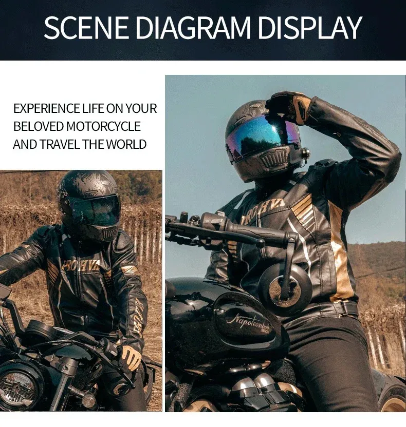 HVA Mens Motorcycle Jacket Motocross PU Protective Gear Reflective ...