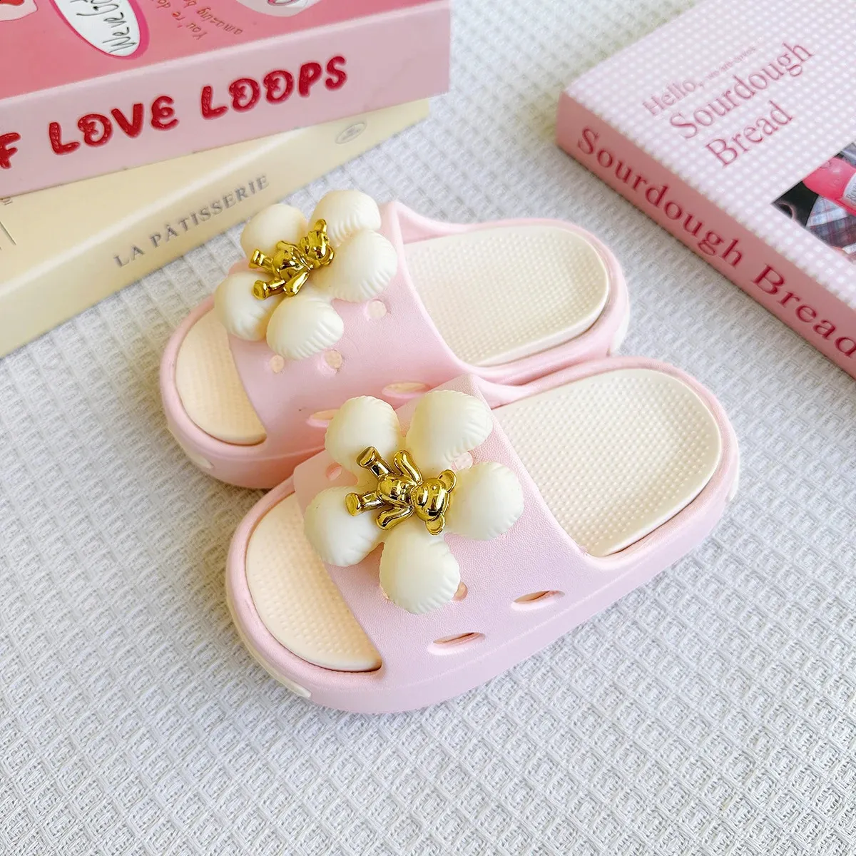 Cartoon Big Flower Golden Bear Versatile Eva Slippers Fashionable ...