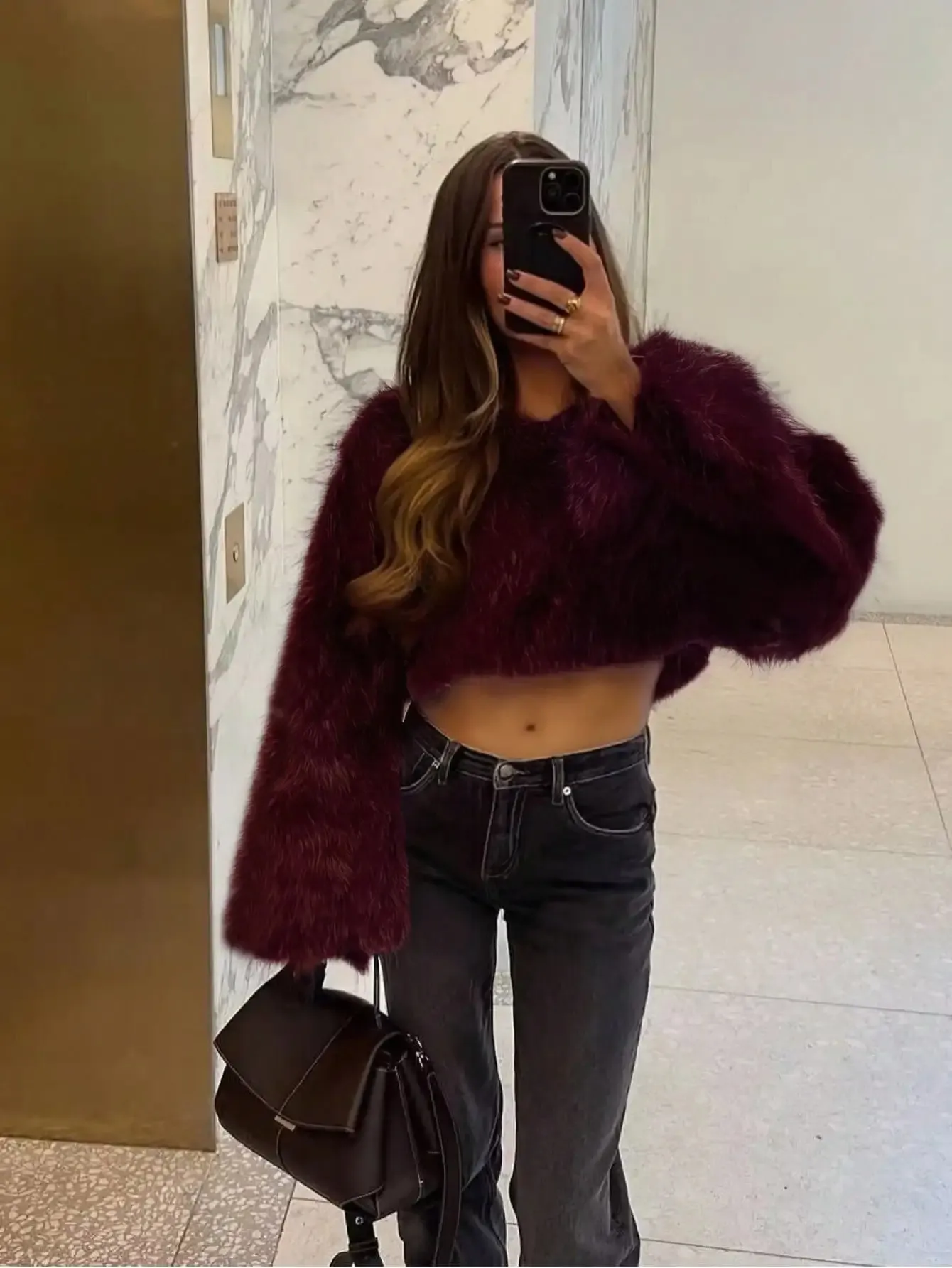 Indefeir Women's Autumn and Winter Fashionable Retro Loose Artificial ...