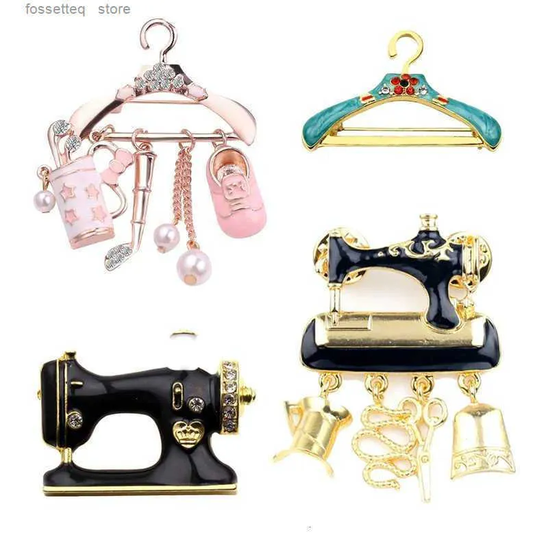 Creative Hanger Sewing Machine Design Brooches Enamel Brooch Fashion ...