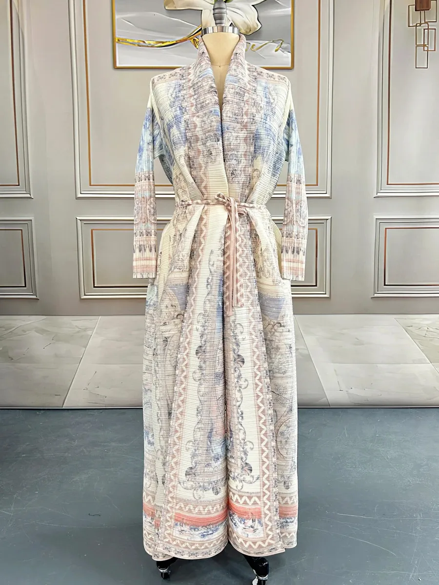 Plus Size Women Long Pleated Robe Coat with Full Sleeves for Formal ...