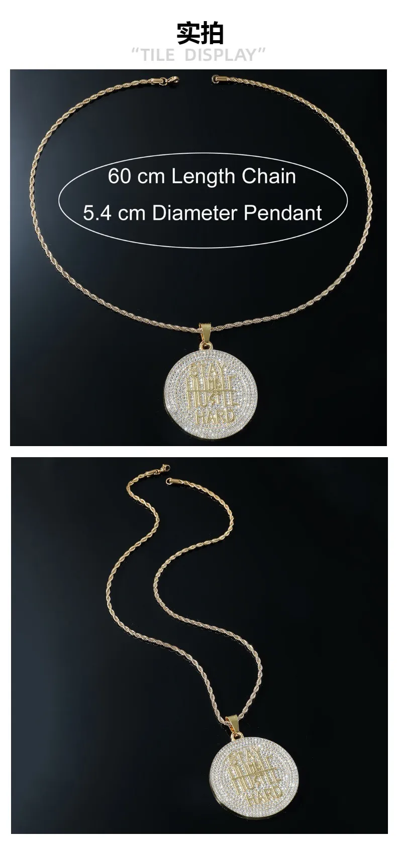 Rapper Chain Pendant 18k Gold Plated Round Diamond Letter Necklace for ...