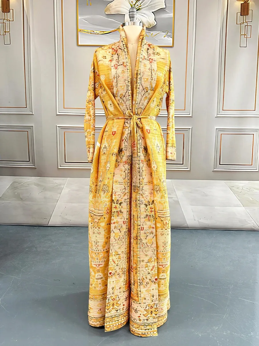 Plus Size Women Long Pleated Robe Coat with Full Sleeves for Formal ...