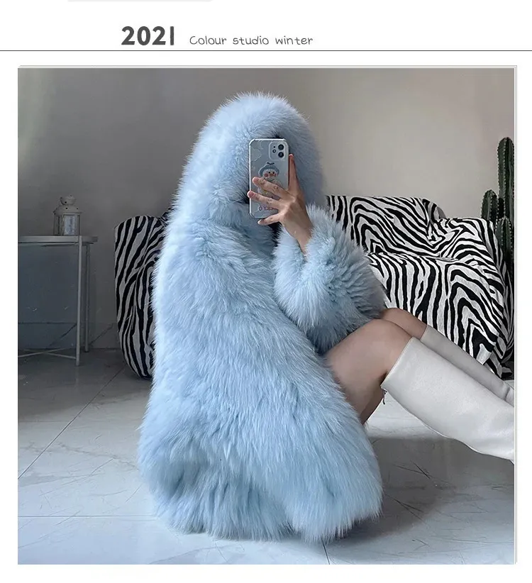 Lautaro Women's Faux Fur Jacket with Hood Bat Sleeves Loose Casual Warm ...