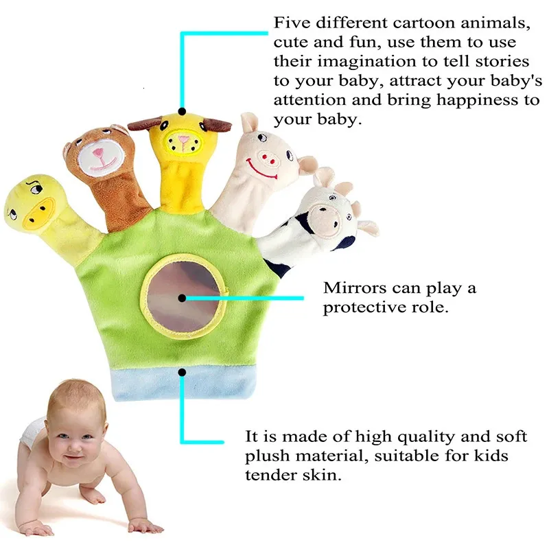 Children's Plush Hand Puppet Gloves Toy: Cute Cartoon Animal Finger ...