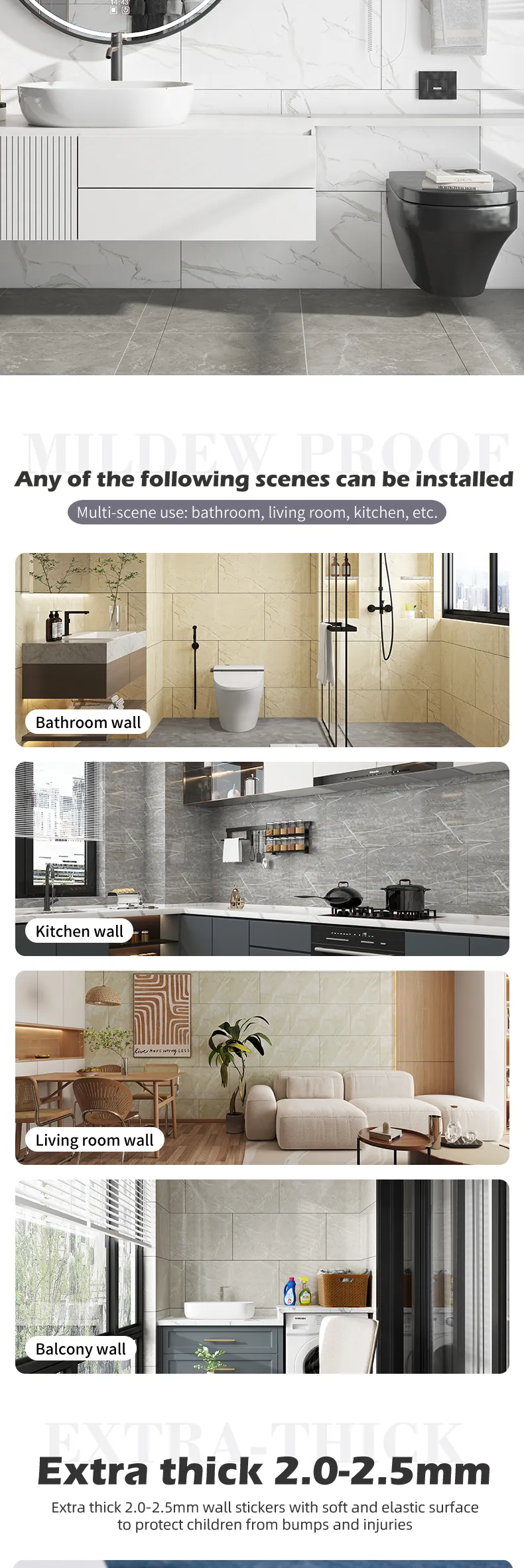 Durable Waterproof Vinyl Wallpaper with Realistic Stone Finish for ...