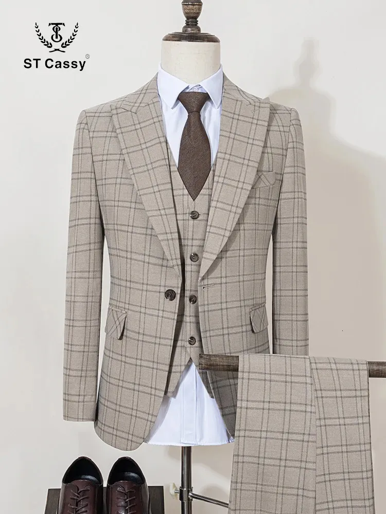 Plaid Suit for Men Formal Business Office Mens Elegant Suits from ...