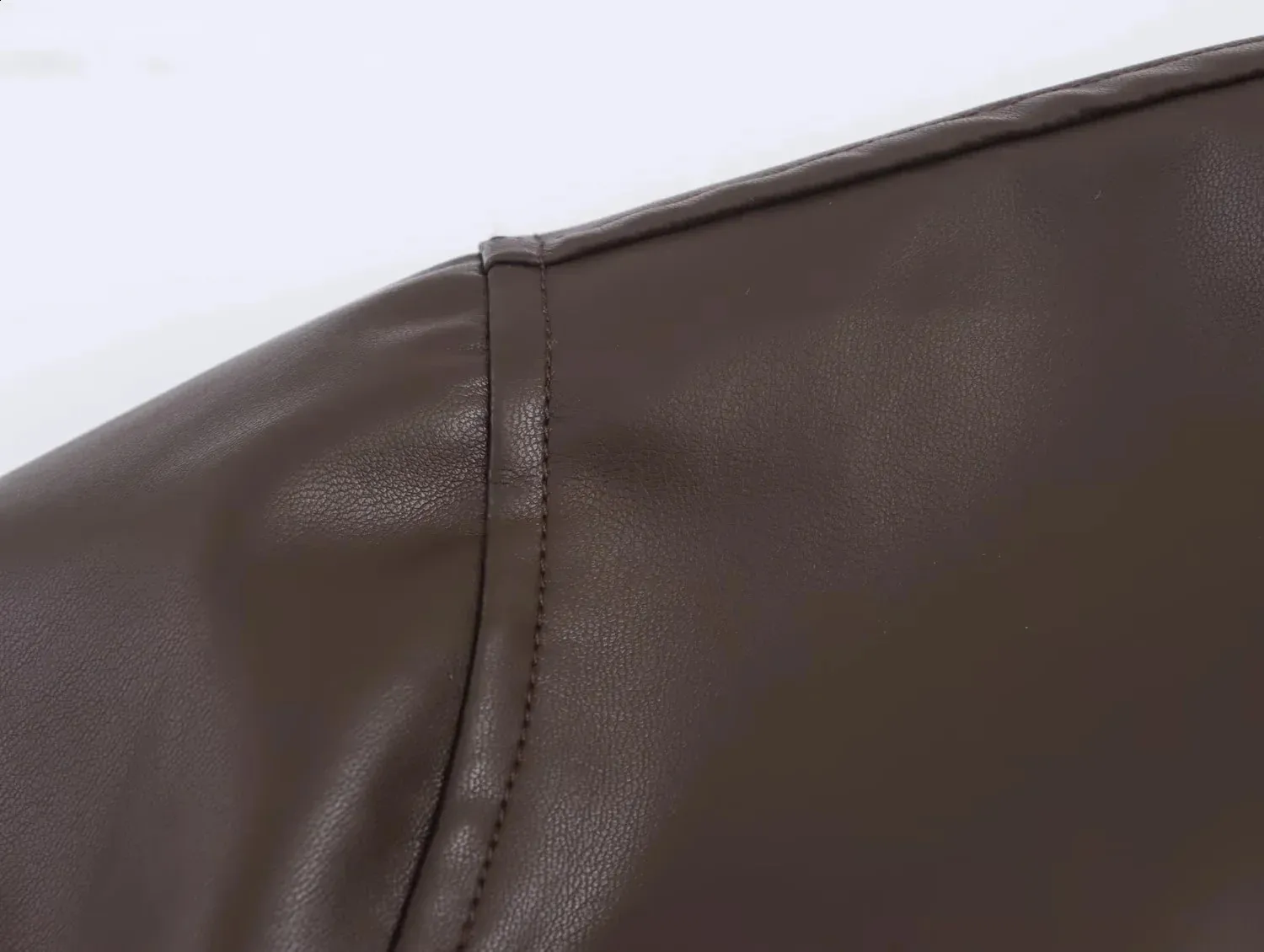 Faux Leather Women's Jackets Vintage Spliced Zipper Business Casual ...