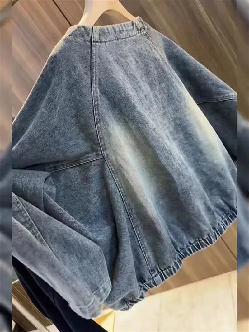 Large Retro Short Versatile Denim Jacket for Women Spring Autumn Casual ...