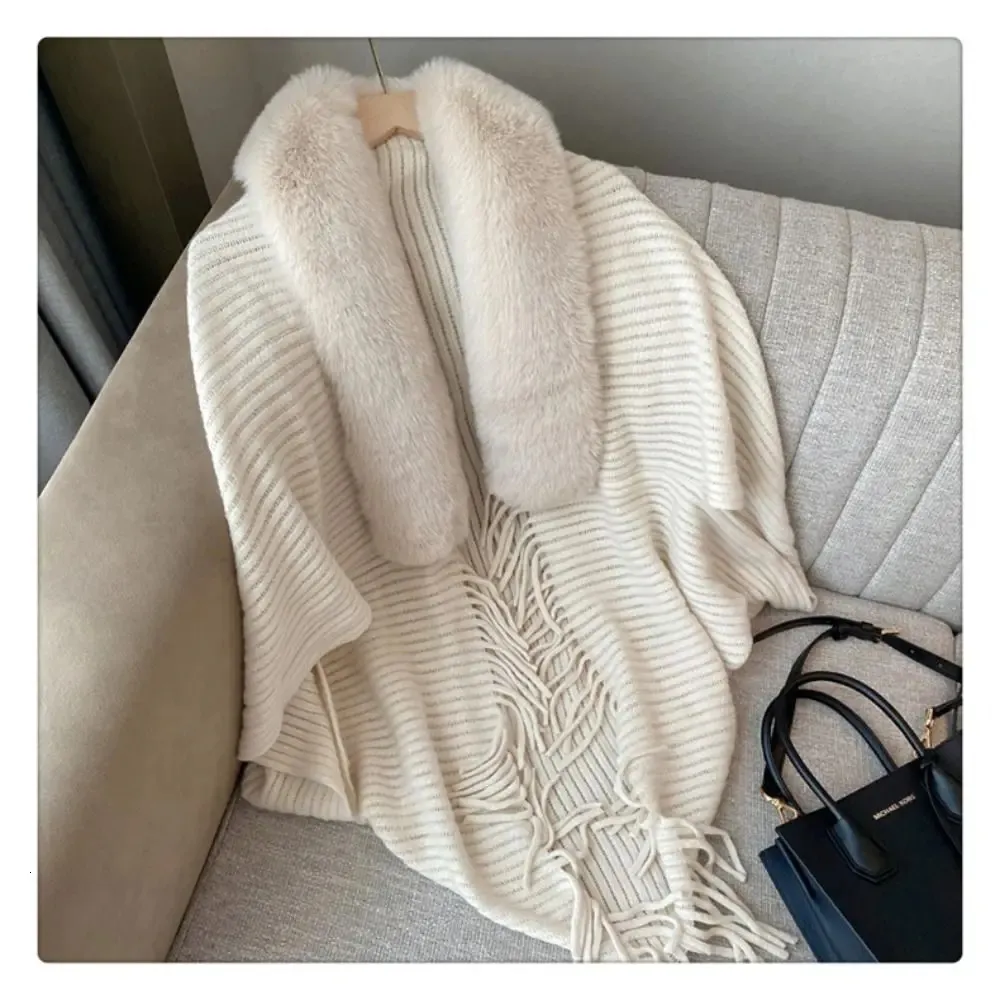 Winter Warm Shawl Knitting Thick Womens Loose Faux Fur Evening Dress ...