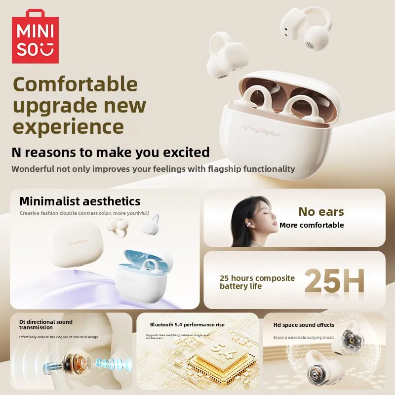 MINISO Mingchuang Youpin Bluetooth Headset Wireless Ear Clip 2025 Non ...