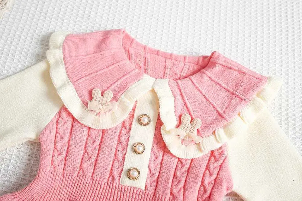 Knitted Girls Long Sleeve Dress with Rabbit Pattern for Autumn and ...