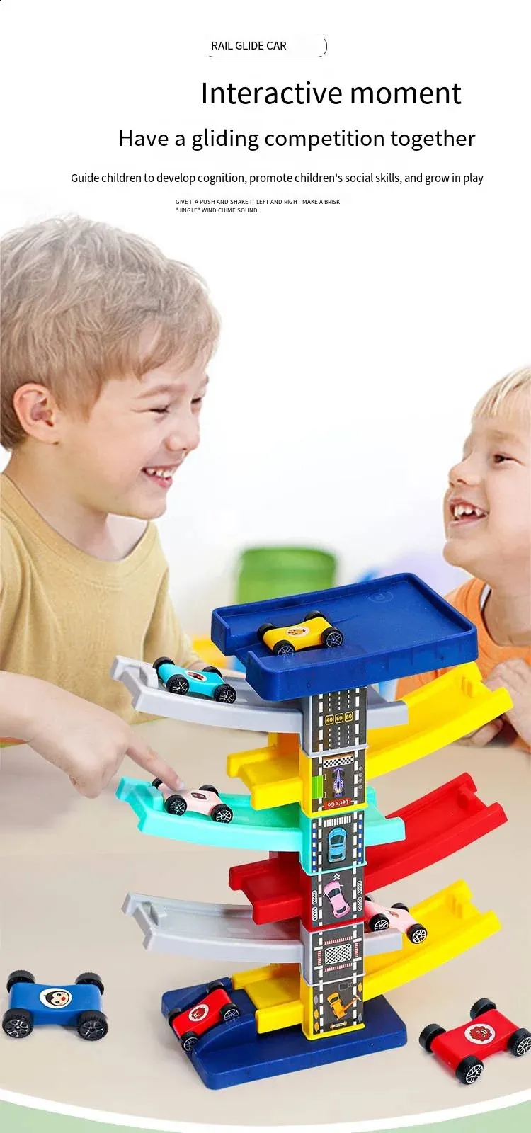 Childrens Gliding Track Car Mini Inertia Toy with Multi-Layer Cartoon ...