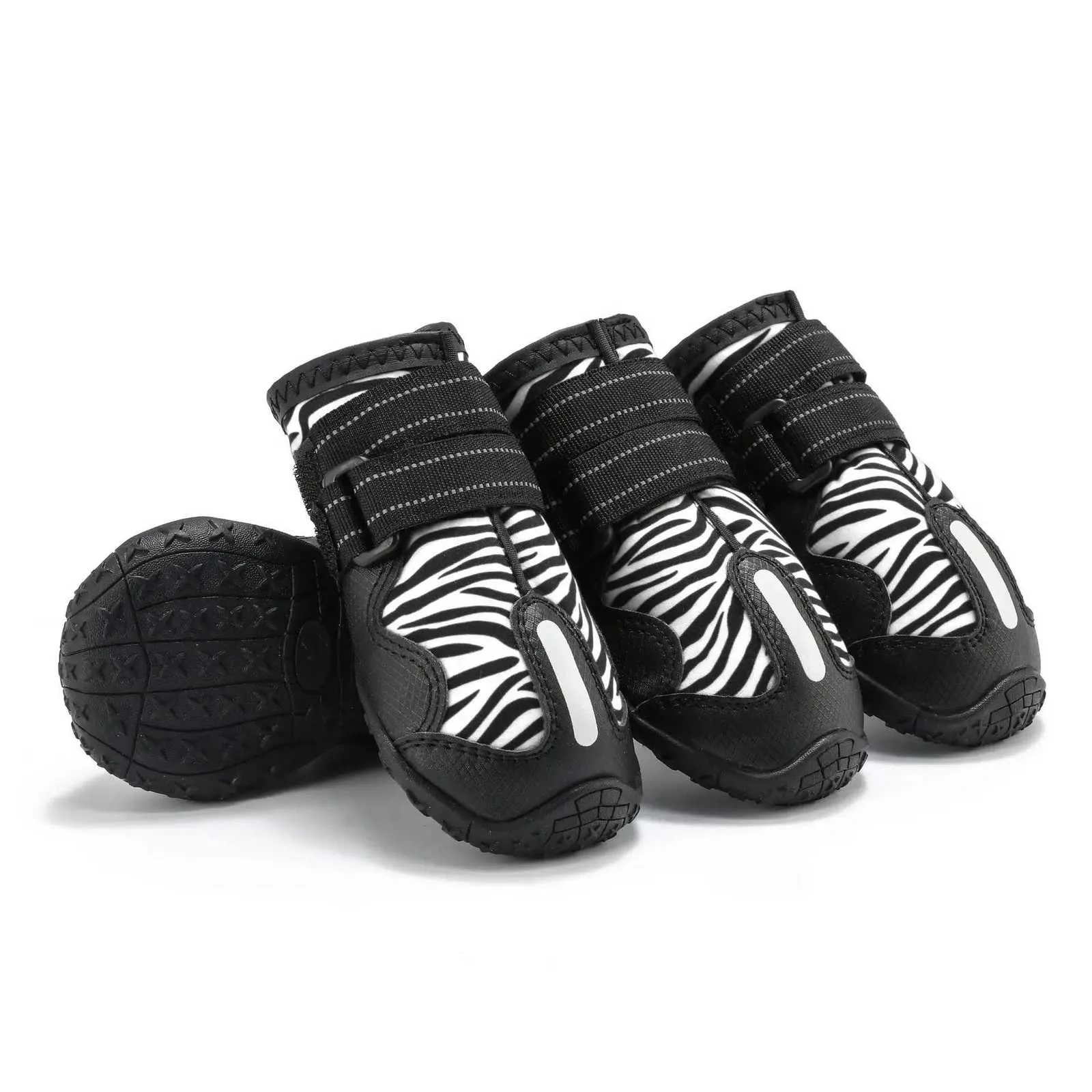 Waterproof Pet Shoes for Large Dogs Zebra Pattern with Rugged Anti-Slip ...