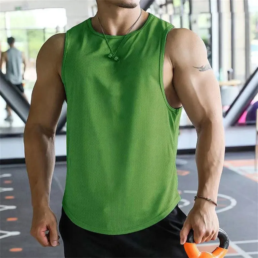 Men Tank Tops Sleeveless Shirt Polyester Mesh Quick Dry Breathable ...