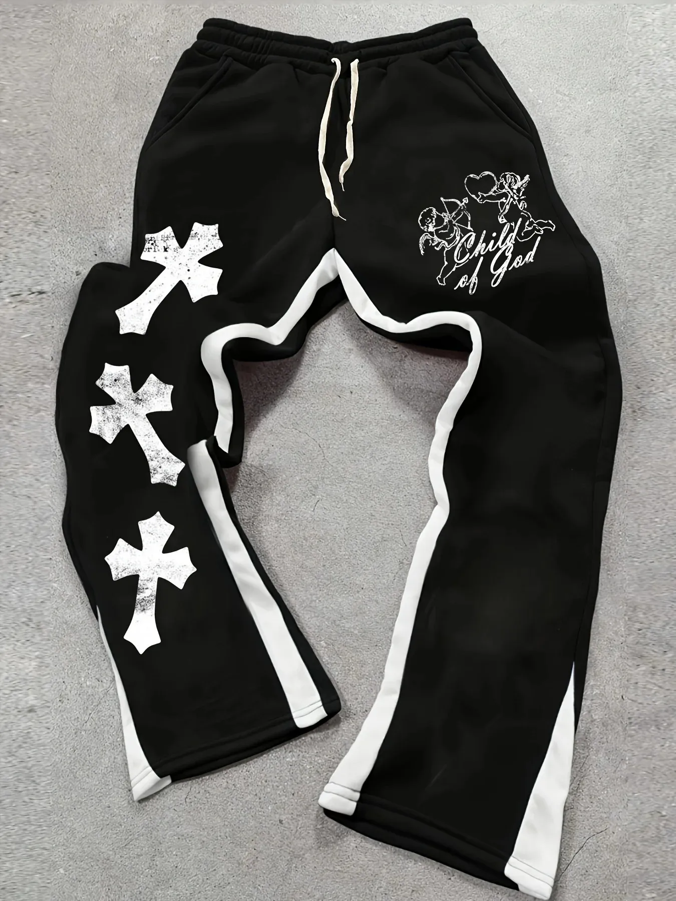 Men's Black Bootcut Acetate Knit Sweatpants for Summer Casual and ...