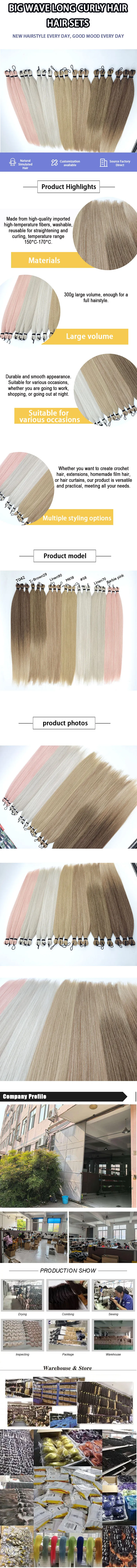 Synthetic Fiber Hair Bundle Extension High Density Straight Heat ...