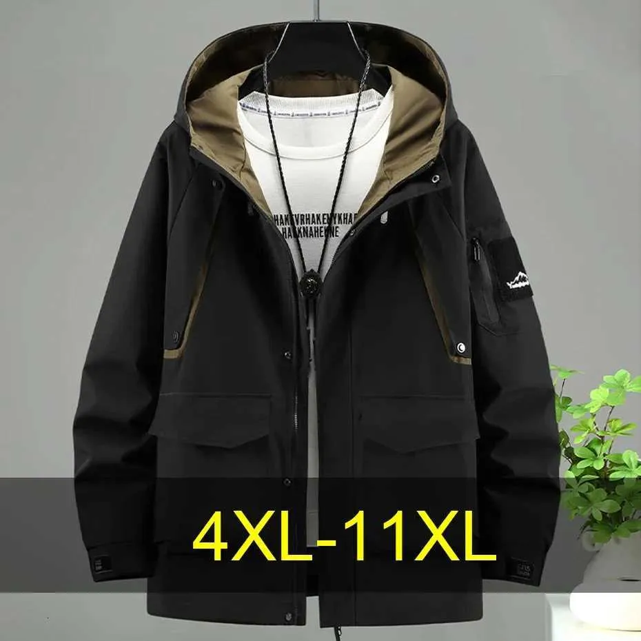 10XL 11XL Men's Waterproof Windbreaker Jacket Plus Size Casual Cargo ...
