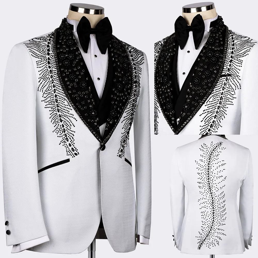 Handsome Mens Beaded Suit Rhinestone One Button Blazer Jacket ...