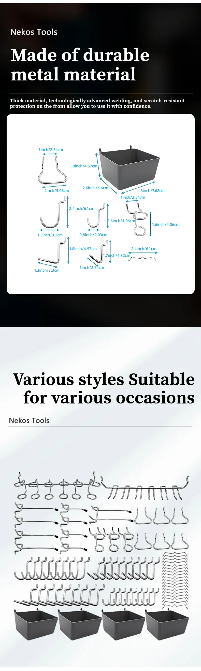 ABS Plastic Pegboard Hooks Set for Garage and Garden Tool Organization ...