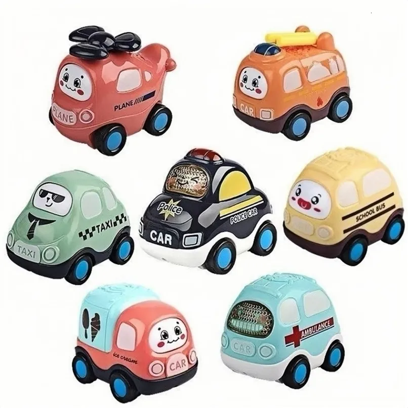 Mini Cartoon Inertia Pull-Back Car Toys for Kids, Plastic Fire Truck ...
