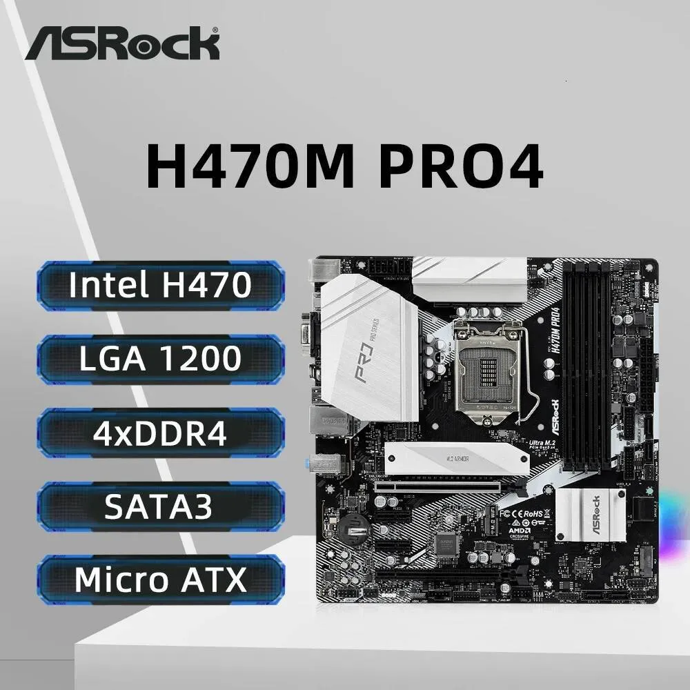 ASRock H470M PRO4 Micro ATX Motherboard LGA1200 Support i9-10900KF i7 ...