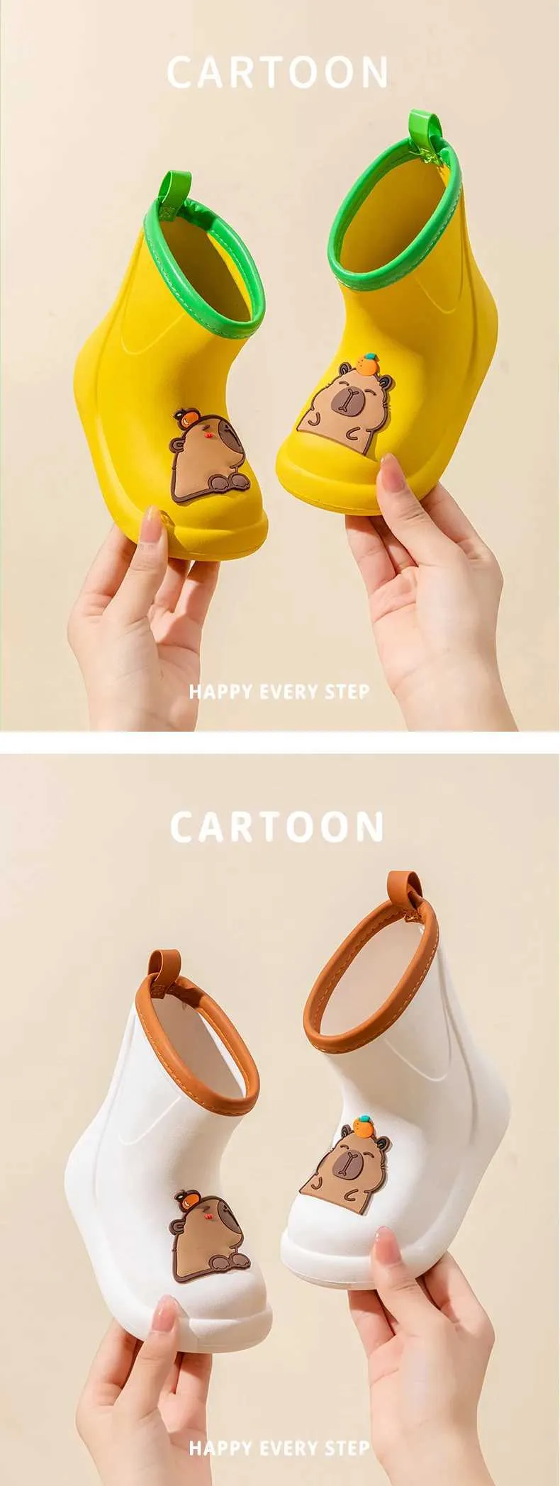 Capybara Children EVA Nonslip Outdoor Cartoon Dinosaur Rain Boots for ...