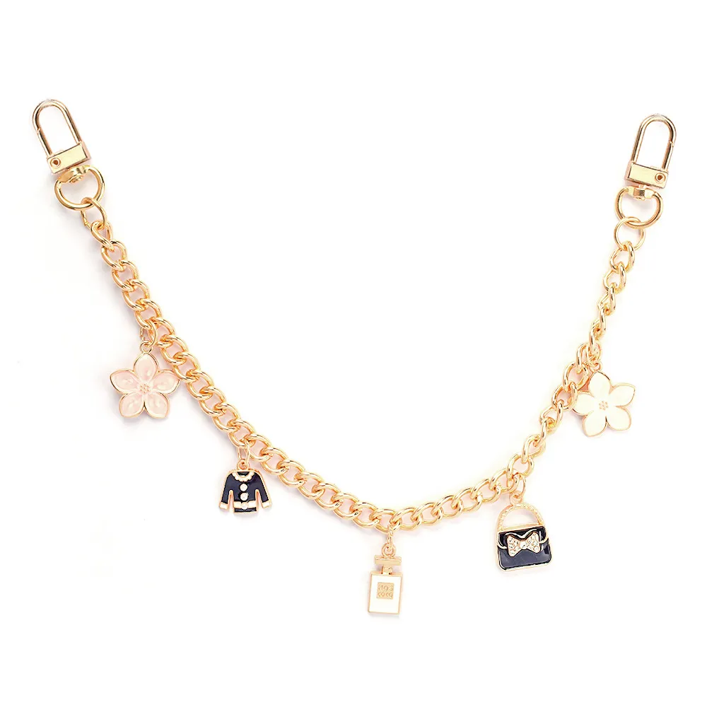 Chain Handbag Charm Multi Pendant Flower Heart Double Chain Pearl ...
