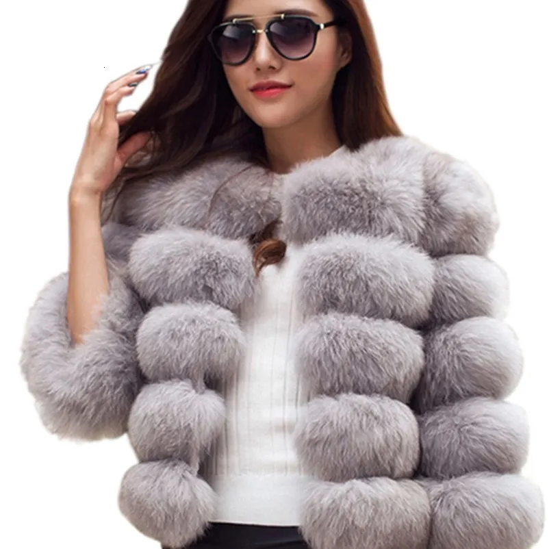 ZADORIN S6XL Faux Mink Fur Coat Winter Black White Short Faux Fur ...