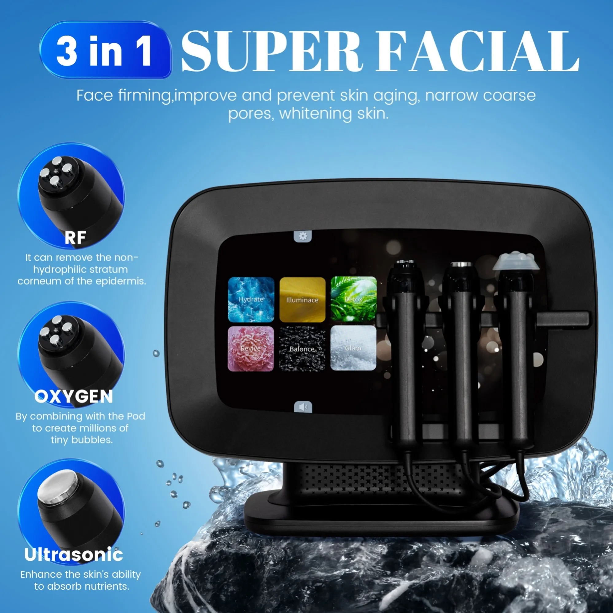 3 In 1 Oxygen Jet Peel Machine Co2 Bubble Oxygen Facial Equipment For ...
