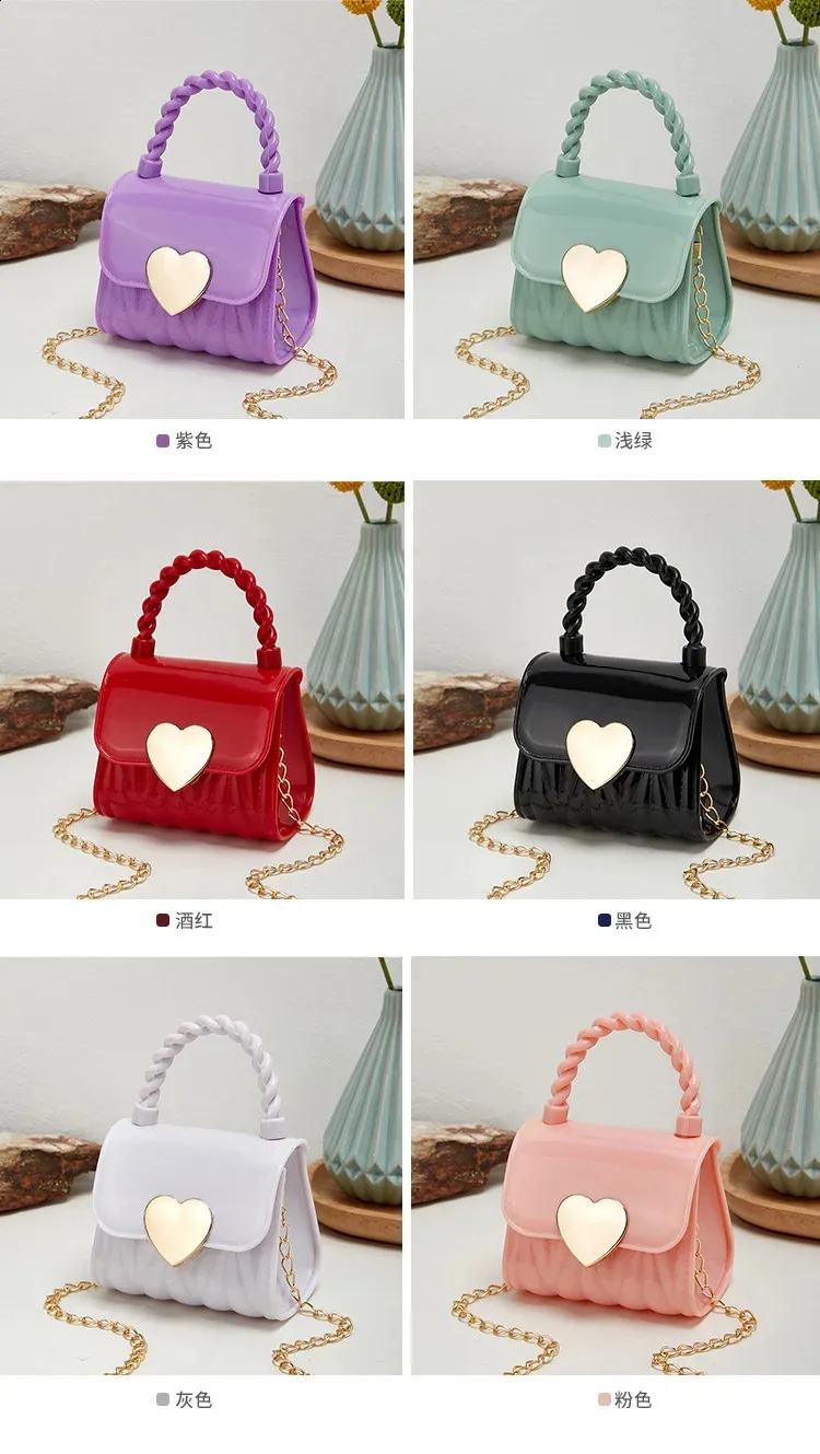 Kids PVC Crossbody Coin Purse Mini Jelly Handbag with Heart Pattern and ...