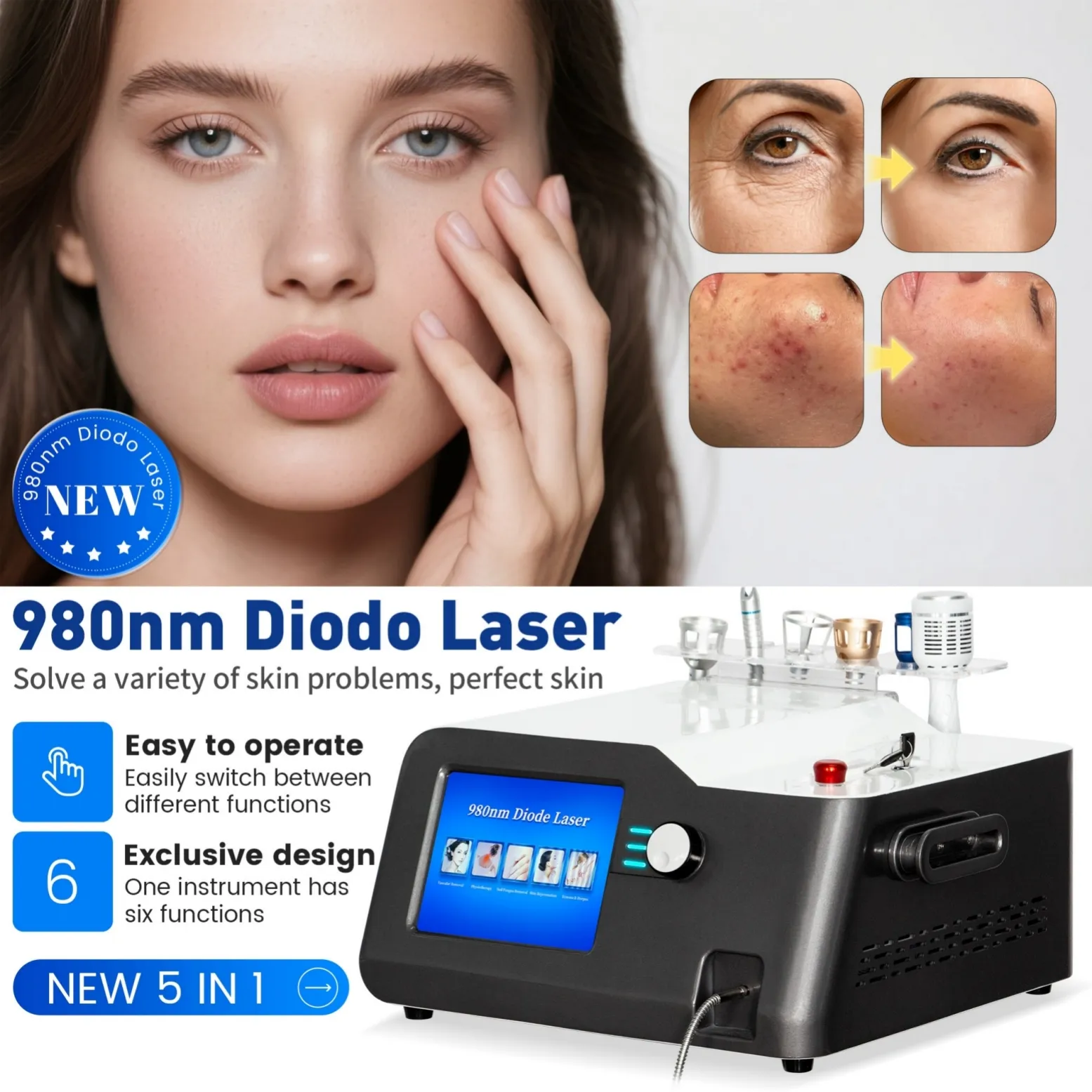 980nm Laser Multifunction Equipment for Vascular Removal and Nail ...