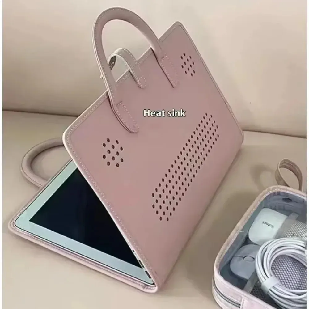 Solid Pink PU Laptop Bag Top-Handle Sleeve for 14-16 Inch Computer ...