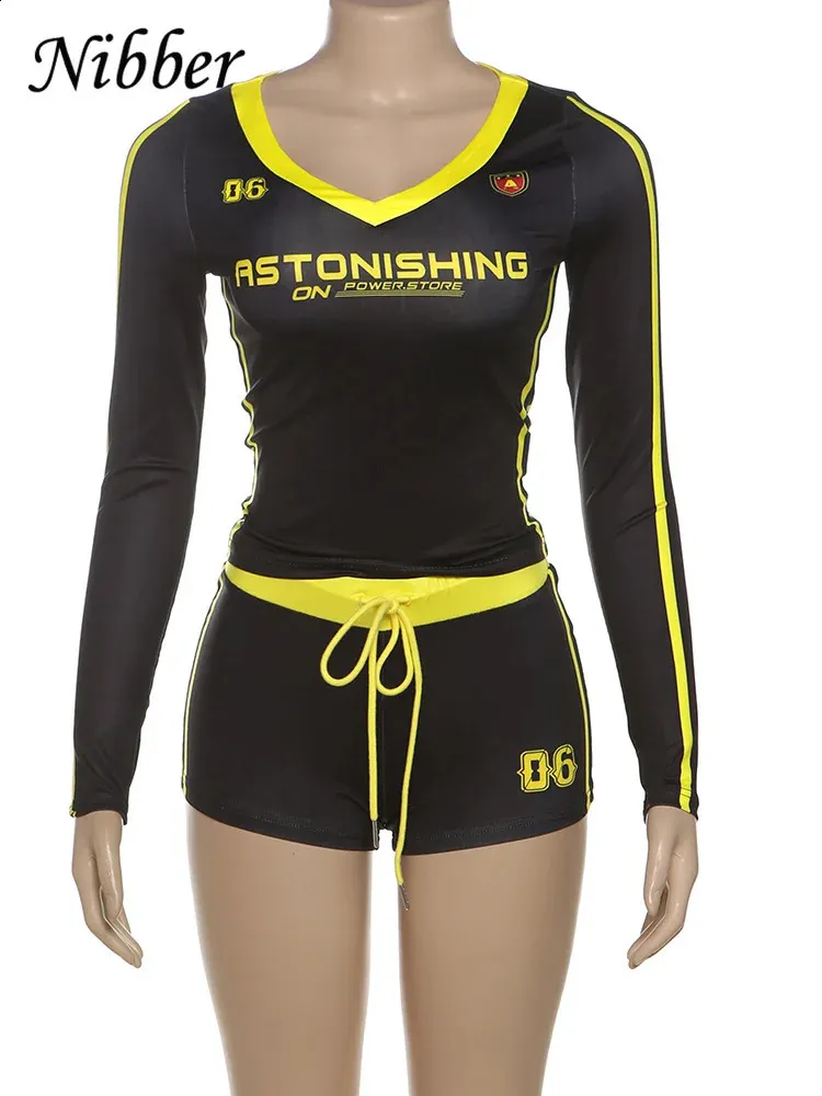 Nibber Women's Tracksuit Set: Hipster Letter Print Sporty Casual Crop ...