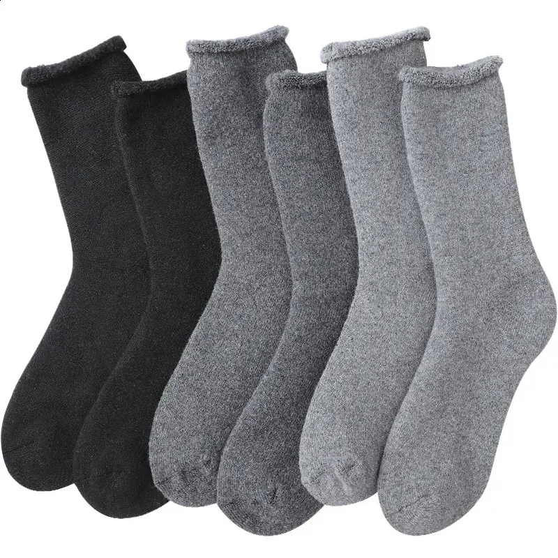 Double Thickened Plush Winter Snow Socks for Men Terry Crew Length ...