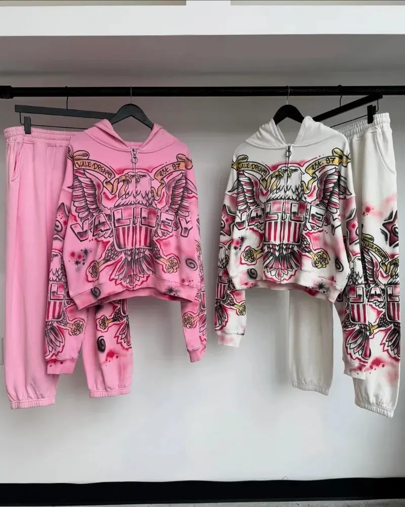 European American Men's Clothing Set Y2k Fashion Oversized Patterned ...