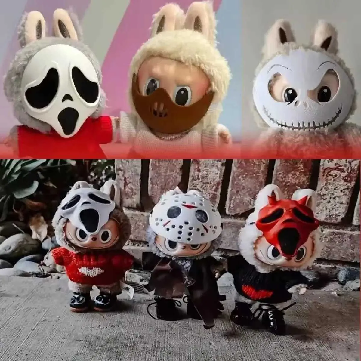 17cm Labubu Mask Doll Cute V1 V2 V3 Halloween Accessories Collectible ...