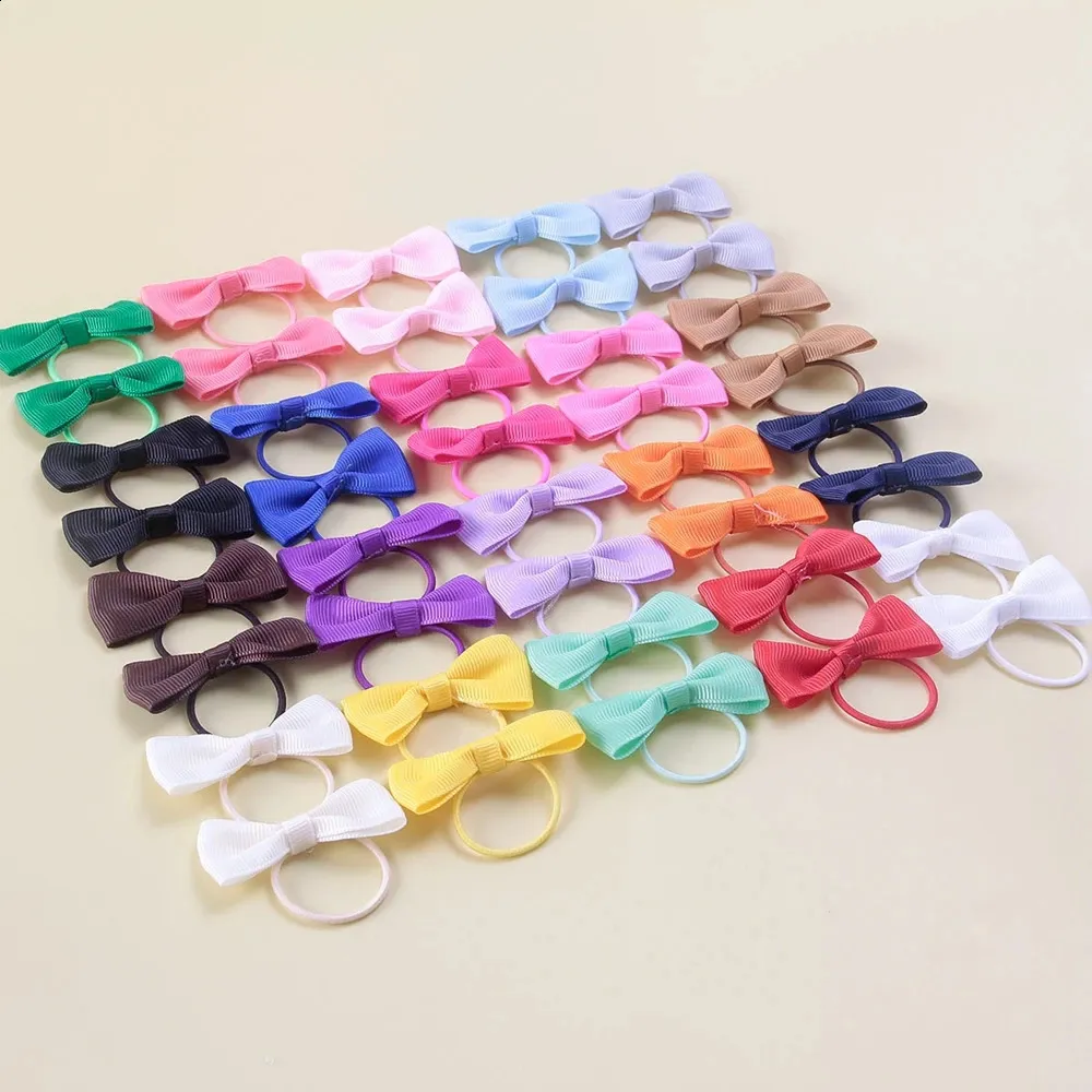Baby Girls Elastic Ribbon Hair Bows Ties for Toddlers Infants Children ...