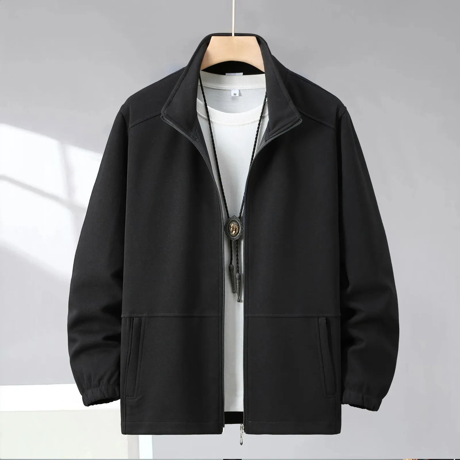 Extra Big Size Men's Stand Collar Zip-Up Spring Jacket Coat Loose ...