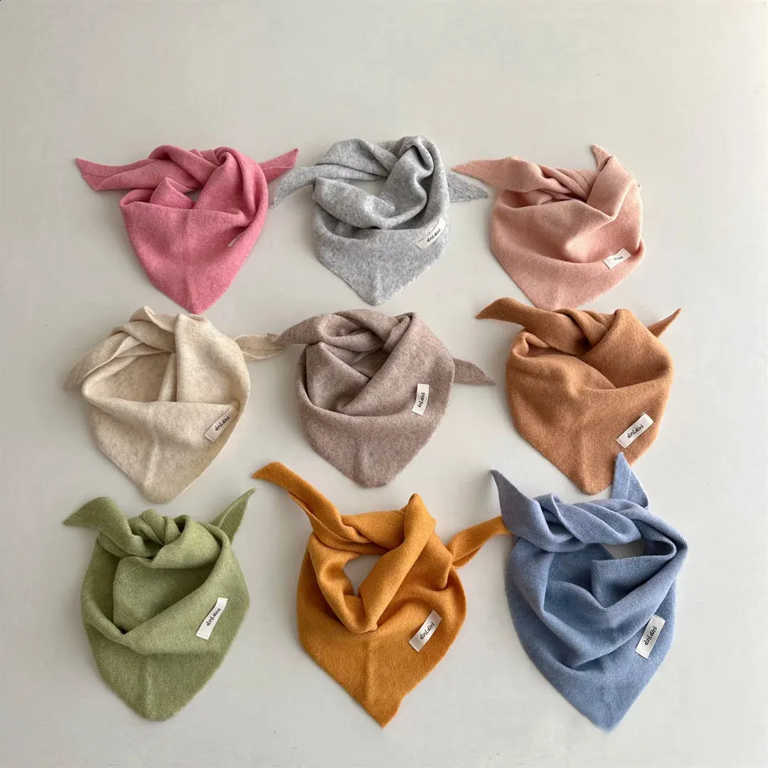 Winter Children's Triangle Wool Scarf Solid Color Baby Girls and Boys ...