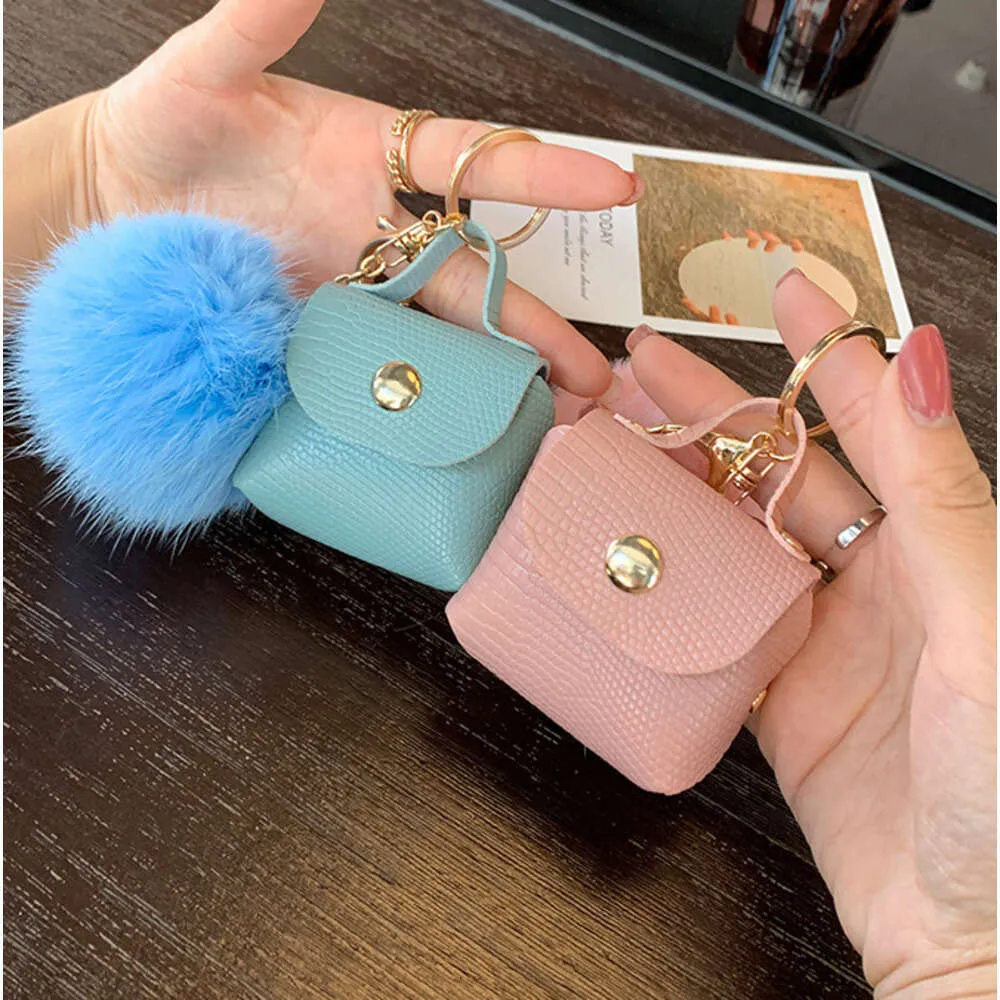 Mini Suitcase Keychain Bag Charm with Pom-Pom Pendant for Backpack and ...