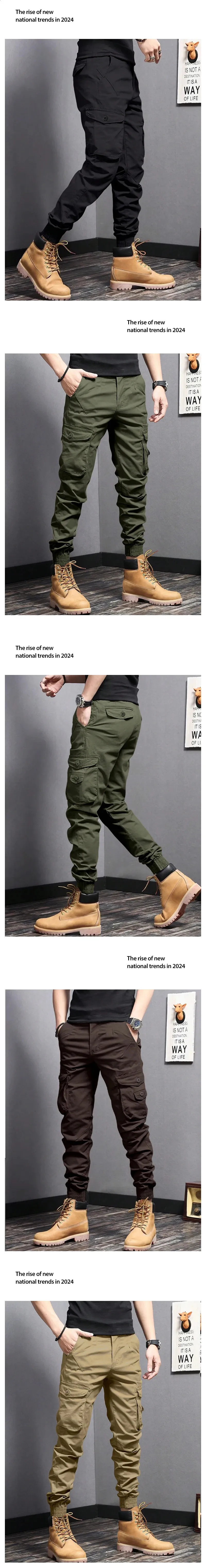 Mens Casual Side Flap Pockets Tapered Cargo Pants with Zipper Pockets ...
