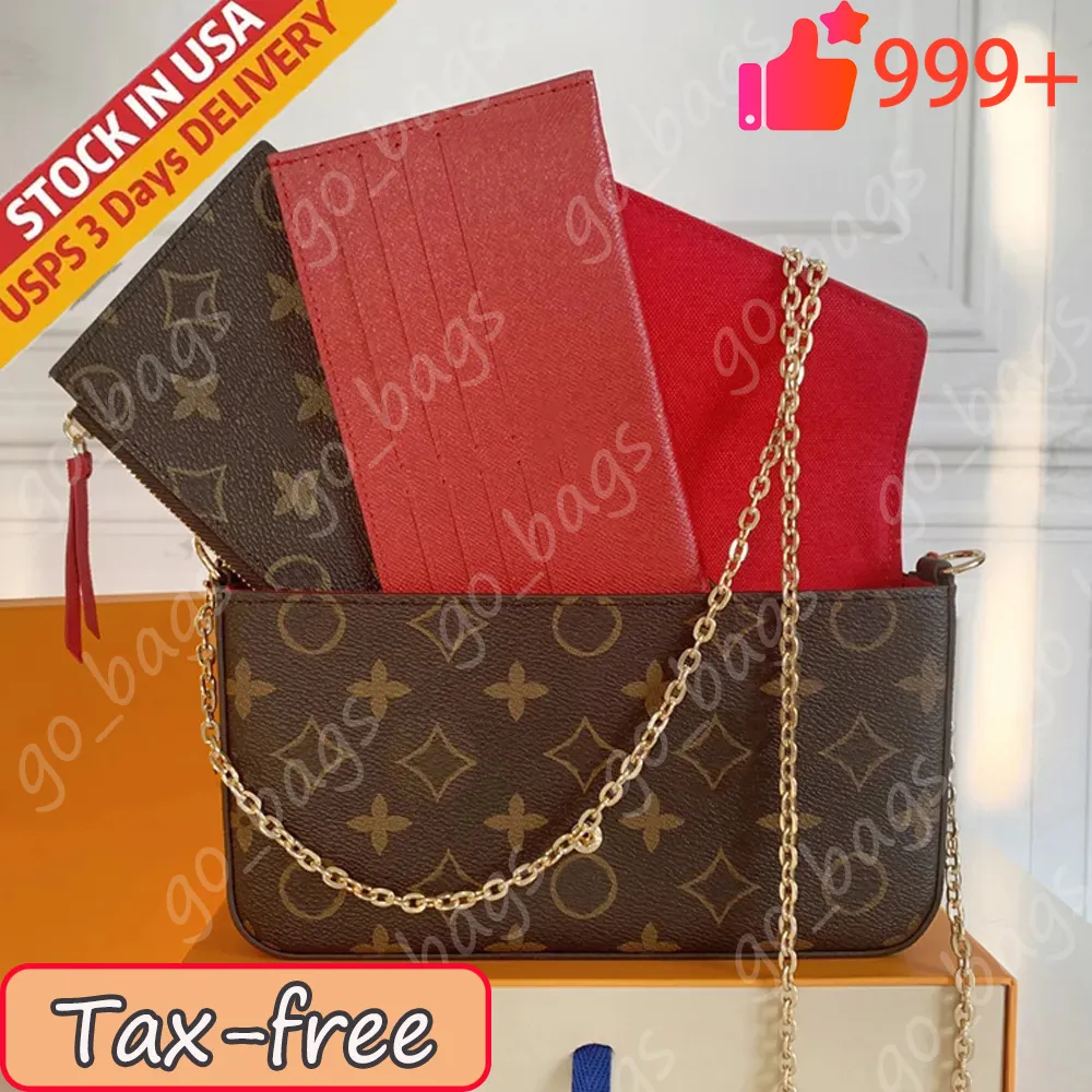 Luxury Leather Shoulder Bag Purse: 3 In 1 Designer Chain Crossbody ...