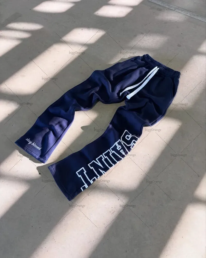 High Street Trendy Retro Letter Print Men's Sportswear Set Hip Hop Punk ...