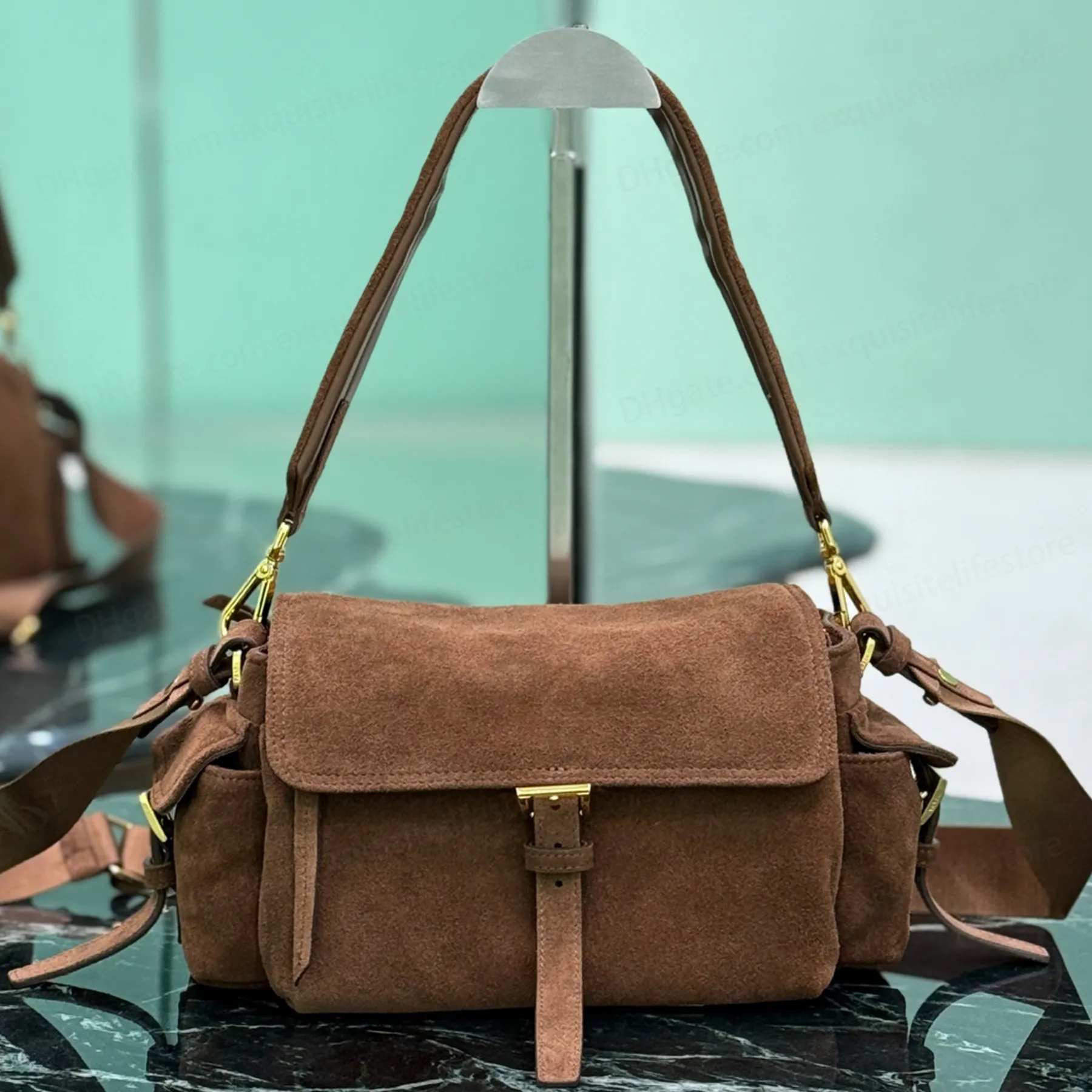 Explore Genuine Leather Suede Shoulder Bag Soft Crossbody Purse With ...