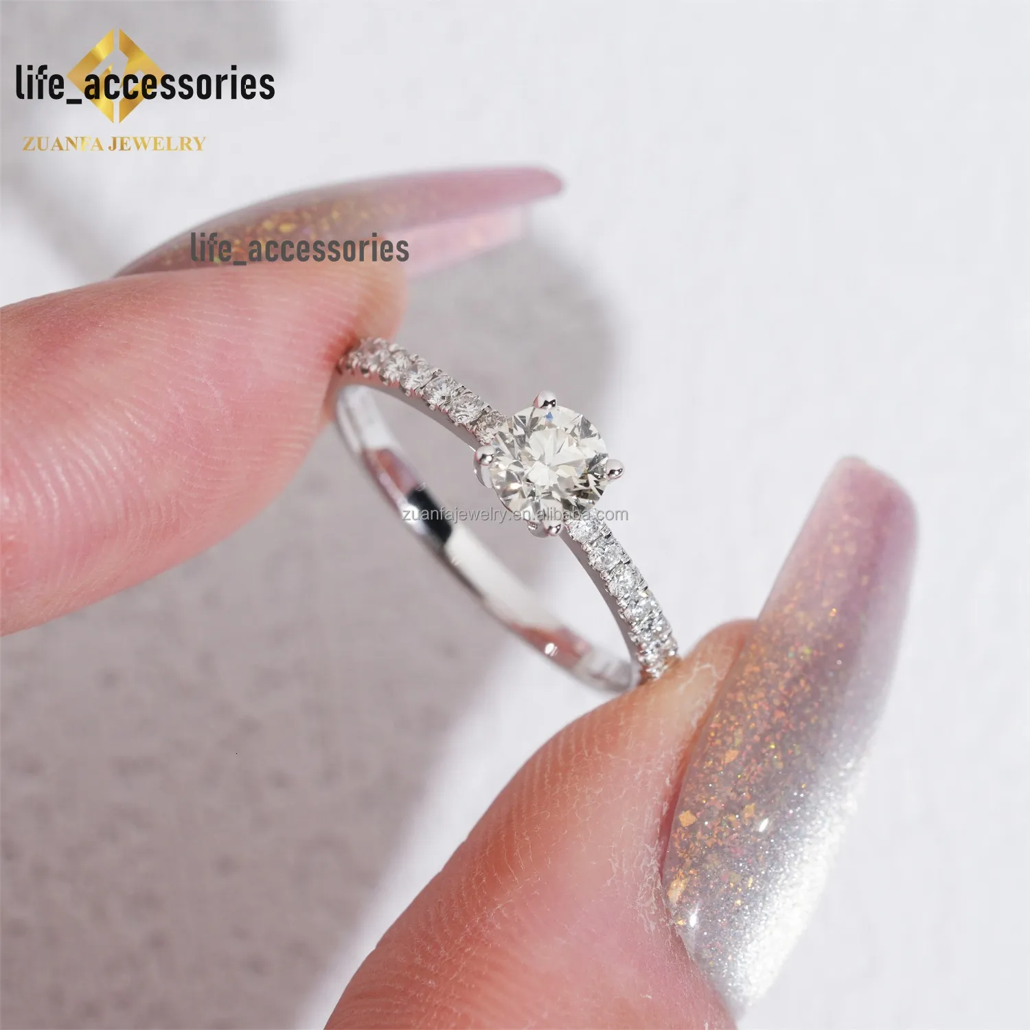 Classic 14k White Gold Natural Diamond Engagement... From Life ...