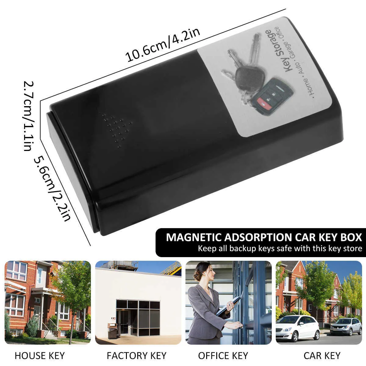 Magnetic Key Box Durable Black Plastic Key Holder with Strong Magnets ...