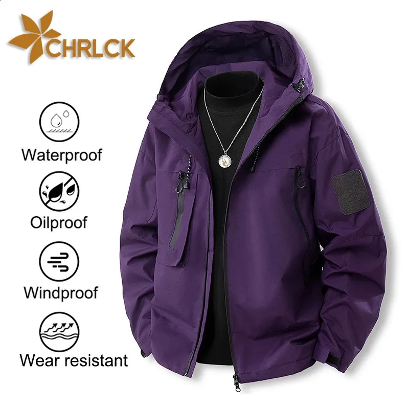 CHRLCK Mens Waterproof Windproof Hiking Jacket Purple Winter Outdoor ...